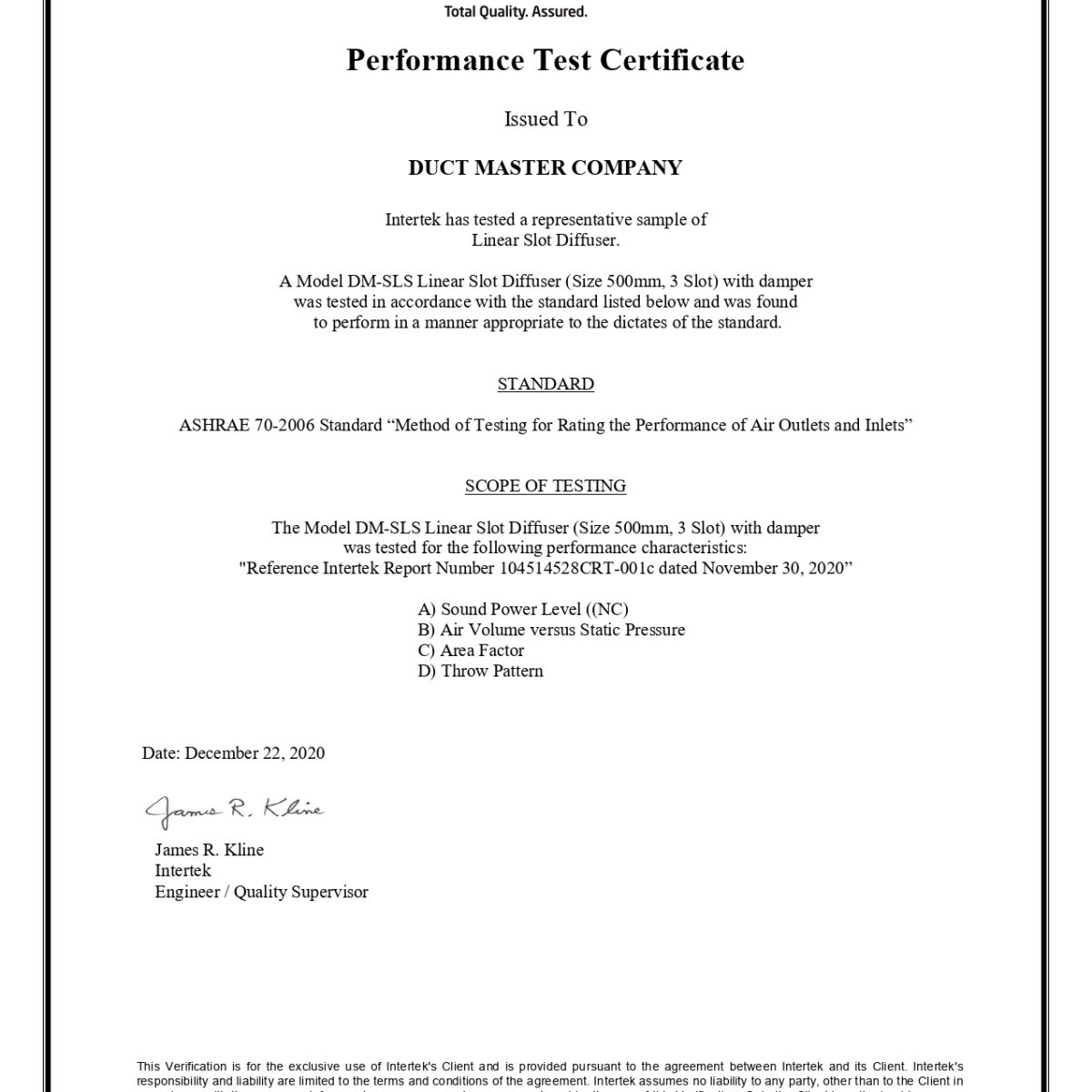 certifications – Duct Master